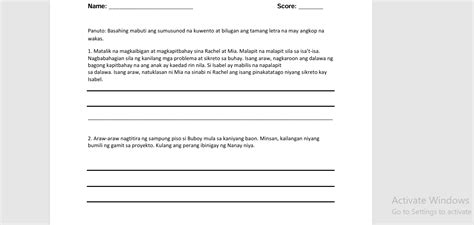 Name Score Panuto Basahing Mabuti Ang StudyX