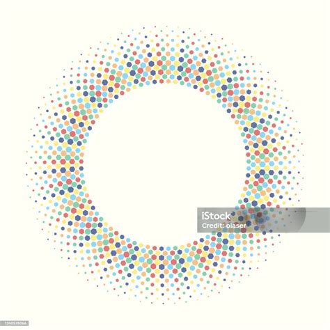 원형 모양의 다채로운 육각형 복사 공간 주변의 방사형 크기 그라데이션 개념에 대한 스톡 벡터 아트 및 기타 이미지 개념 기하 도형 다중 색상 Istock
