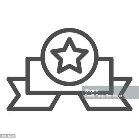 스타 메달 라인 아이콘입니다 흰색으로 격리된 벡터 일러스트레이션을 수상합니다 보상 문말 스타일 디자인 웹 및 응용 프로그램을 위해 설계 Eps 10 10에 대한 스톡 벡터