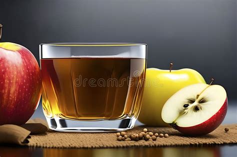 A Glass Of Apple Juice And Apples Stock Illustration Illustration Of Garden Green 271383366