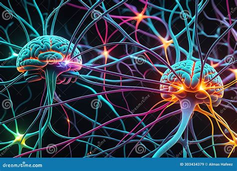 Neurons Firing Signals Across Neural Synapse Close Up Glial Cells Showing Synaptic Nerve