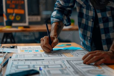 A Designer Sketching Wireframes For A Mobile App Interface Showcasing Ux Design Principles And