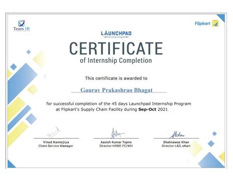 Gaurav Bhagat On Linkedin Flipkart Internship Certificate Great