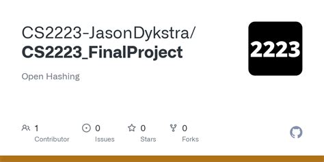 GitHub CS2223 JasonDykstra CS2223 FinalProject Open Hashing