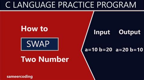 C Program To Swap Two Numbers In C Programming Swap Two Numbers In C