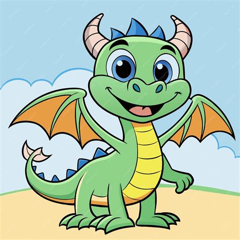 Premium Vector Cute Happy Mischievous Young Dragon Fantasy