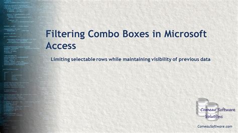Filtering Combo Boxes In Microsoft Access ComeauSoftware Com