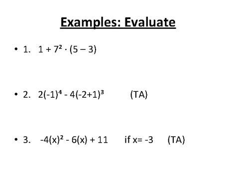 Evaluate And Simplify Algebraic Expressions Numeric