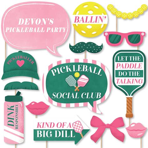 Custom Pink Pickleball Photo Booth Props Personalized Country Club