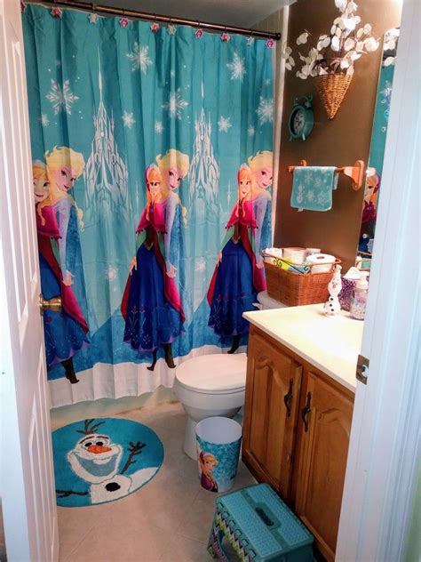 Frozen Themed Destinys Bathroom Printed Shower Curtain Sweet Home