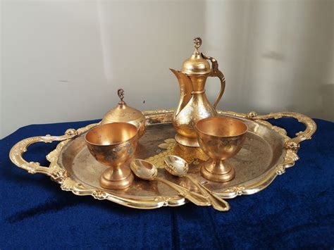 7 Piece Gold Plated Mocha Set On Tray Gilded Catawiki