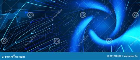 Abstract Futuristic Technology Concept Fluorescent Ultraviolet Glowing Light Lines Stock