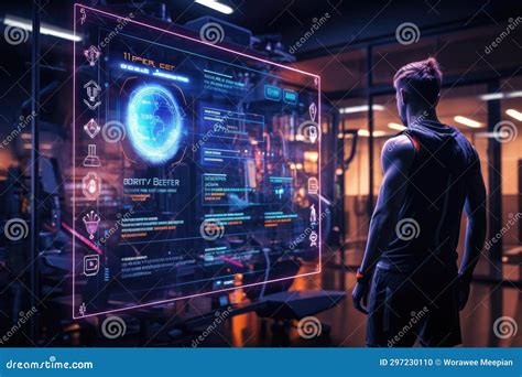 Empty Gym With IoT Interface Generative AI Stock Photo Image Of Lifestyle Building