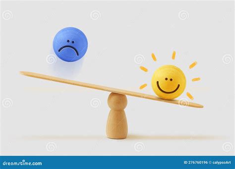 Balance Scale With Happy And Sad Face Concept Of Happiness And Mental