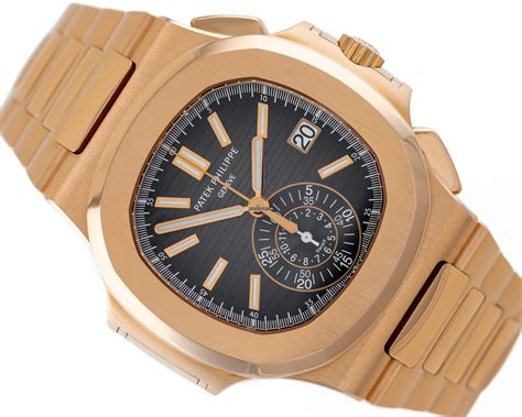 Patek Philippe Nautilus Chronograph Rose Gold 18k Black Dial For £