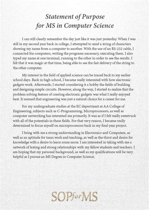 Sop Sample For Ms In Computer Science By Sopformssamples On Deviantart