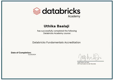 I Just Completed My Databricks Accreditation Uthika Baalaji