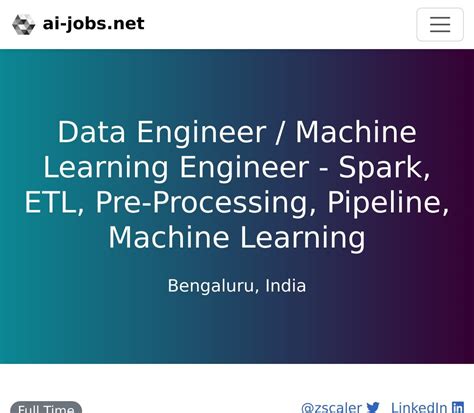 Hiring Data Engineer Machine Learning Engineer Spark Etl Pre Processing Pipeline