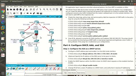 9 3 1 1 Cisco Packet Tracer 7 2 Configuring Asa Basic Settings And Firewall Using Cli Youtube