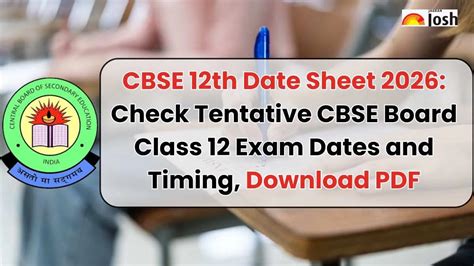 Cbse 12th Date Sheet 2026 Check Tentative Cbse Board Class 12 Exam Dates And Timing Download Pdf