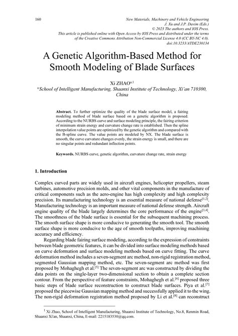 Pdf A Genetic Algorithm Based Method For Smooth Modeling Of Blade