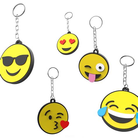 🗝️ Emoji Keychain Set 5pcs Cute And Fun Emoji Keyrings Perfect