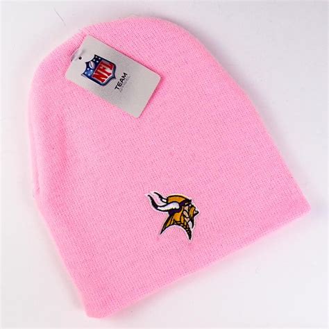 Pink Minnesota Vikings Nfl Team Apparel Beanie Etsy