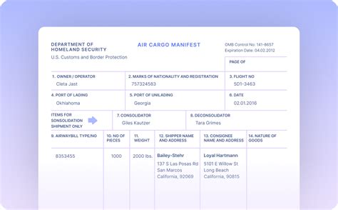 Shipping Manifest Example