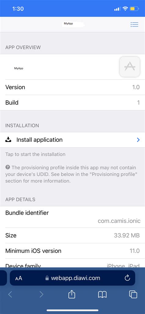 showing download application on for ios using ionic framework