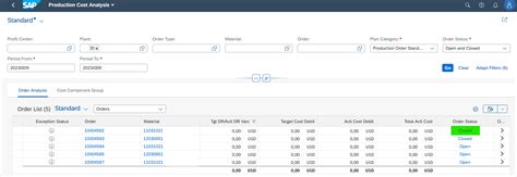 sap fico corner fiori app production cost analysis status mismatch