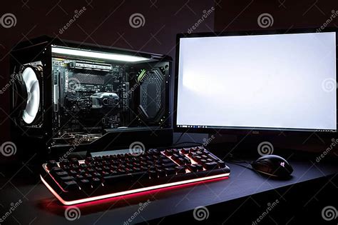 Custom Built Gaming Computer White Screen Keyboard Mouse Desktop Components Hardware