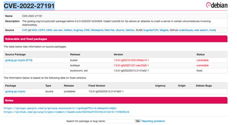 Do We Have Plan To Fix Cve 2022 27191 Vulnerability Caused By Golang