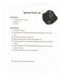 Igneous Rock Lab By Miss Deysach S Materials TPT