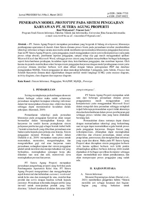 Pdf Penerapan Model Prototype Pada Sistem Penggajian Karyawan Pt