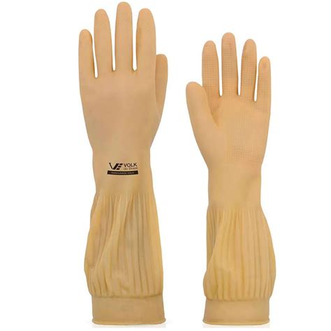 Luva De Látex Natural Longa Ranhurada Volk Teknoluvas