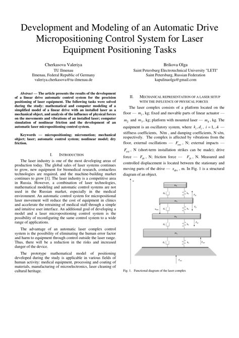Pdf Development And Modeling Of An Automatic Drive Micropositioning