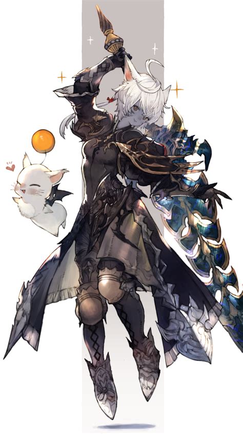 Warrior Of Light Moogle And Dark Knight Final Fantasy And 1 More Drawn By Kemomin Nosuke