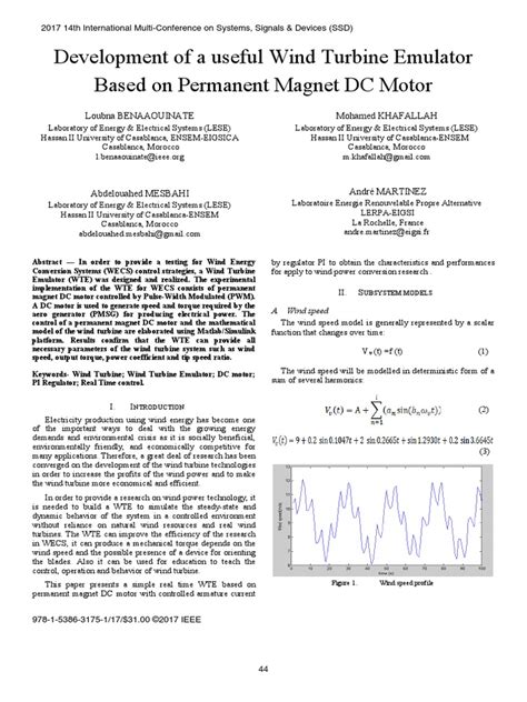 Development Of A Useful Wind Turbine Emulator Based On Permanent Magnet Dc Motor Pdf