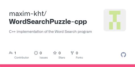 Github Maxim Khtwordsearchpuzzle Cpp C Implementation Of The Word