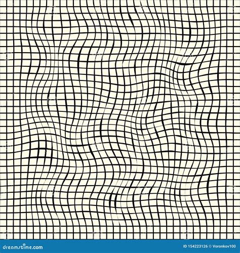 Vector Grid Of Thin Intersecting Dark Lines Wavy Deformed Distorted