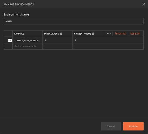 The Ability To Reset Environment Variables From The Modal · Issue 5966