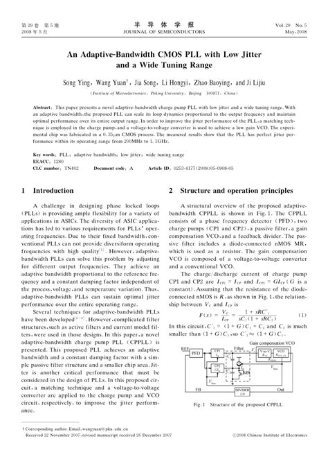 Pdf Adaptive Bandwidth Cmos Pll With Low Jitter And A Wide Tuning Range