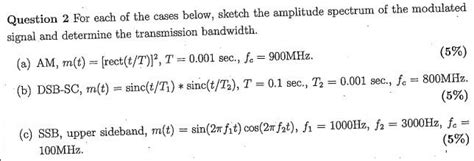 Solved Question 2 For Each Of The Cases Below Sketch The Chegg Com