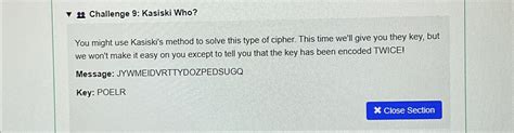 Solved Challenge 9 Kasiski Whoyou Might Use Kasiskis
