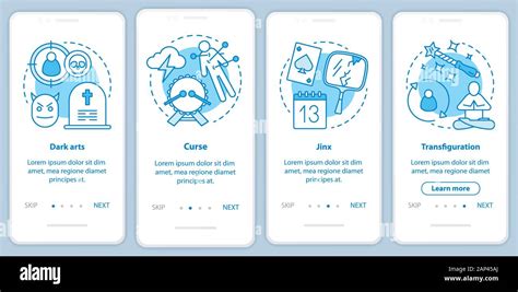 Dark Magic Onboarding Mobile App Page Screen With Linear Concepts Transfiguration Curse Spells