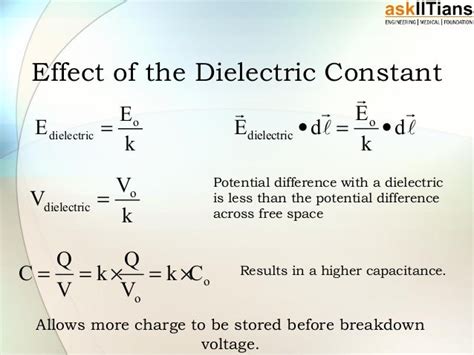 Effect Of Dielectric On Capacitance Physics