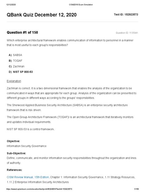 2020 Full Cism Practice Exam 150 Questions Pdf Information Security