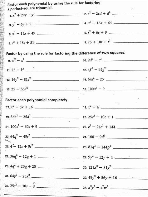 Factoring Special Cases Worksheet In 2024 Factoring Polynomials Quadratics Worksheet Template