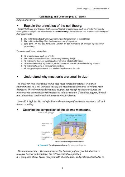 Cell Biology And Genetics Sem Notes Joanne Kong Lecture Notes Sem Cell Biology And