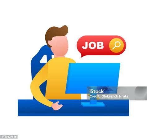 현대적인 평면 디자인의 돋보기로 작업 기호를 검색합니다 벡터 스톡 그림입니다 객실 있음에 대한 스톡 벡터 아트 및 기타 이미지